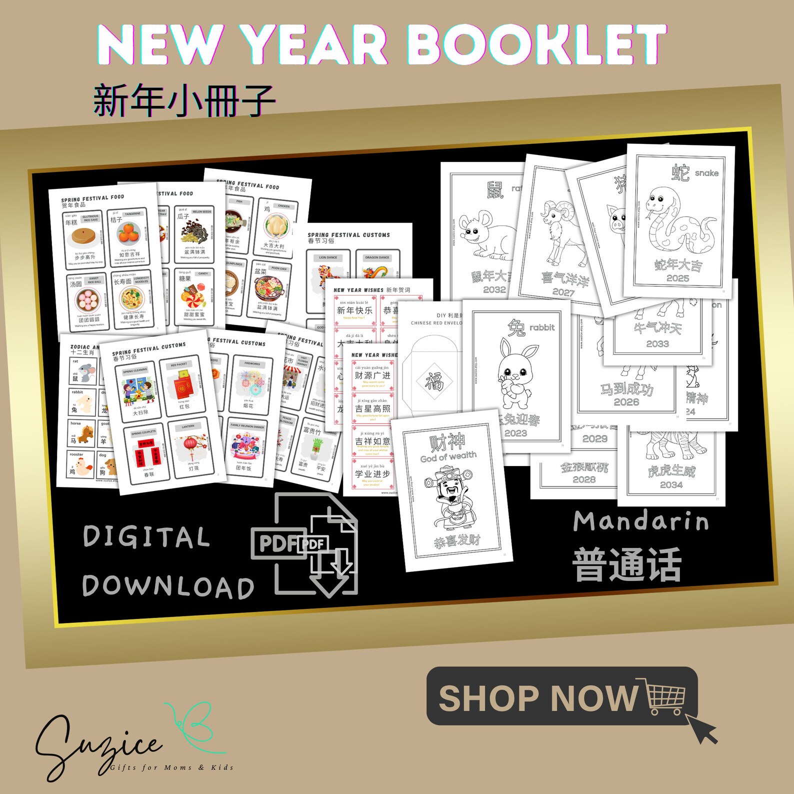 Mandarin Chinese New Year Booklet Learn English Chinese Culture Zodiac ...