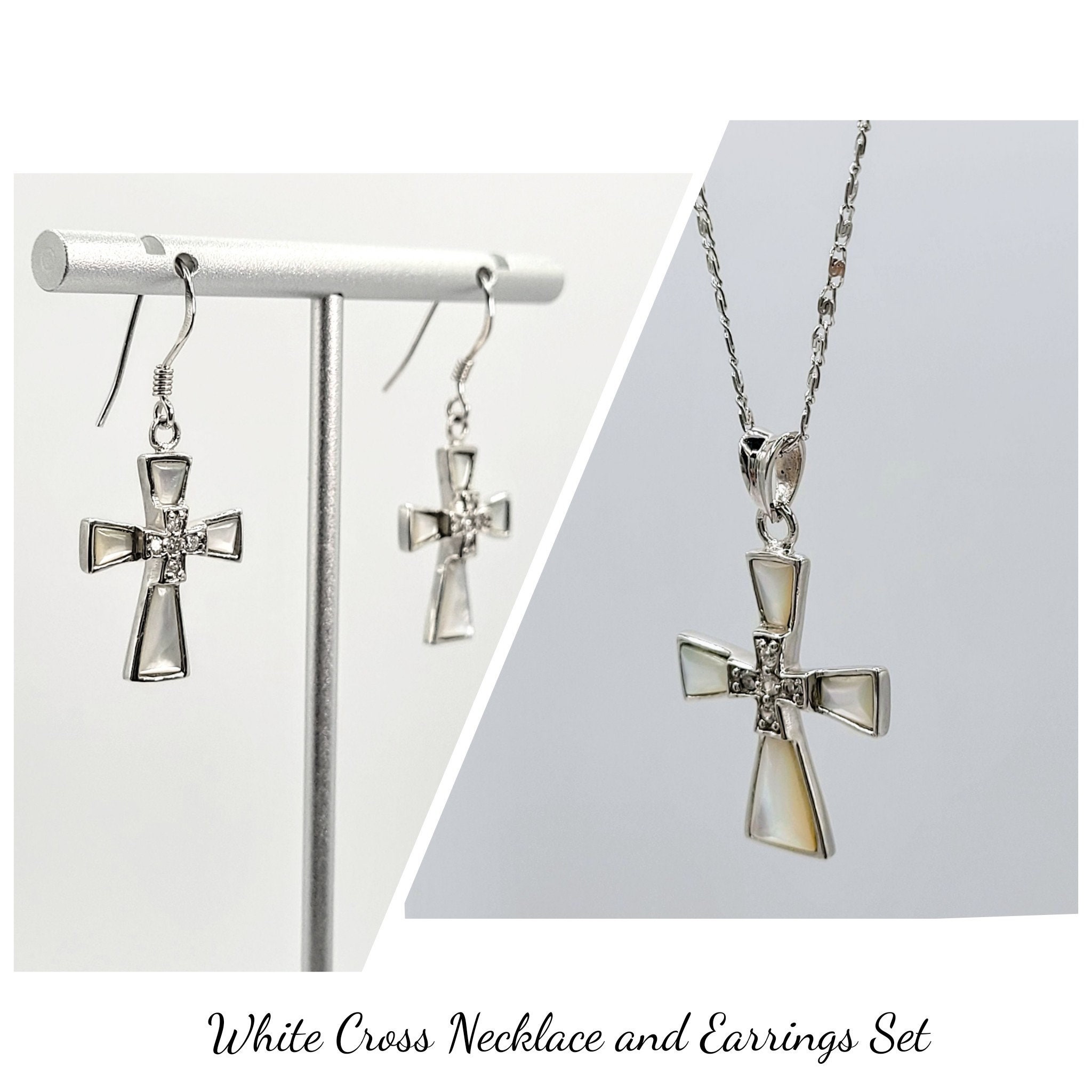 Cross Shape Necklace Charm Blue White Beige Onyx Zerconia Cross Shape Necklace Charm Blue White Beige Onyx Zerconia