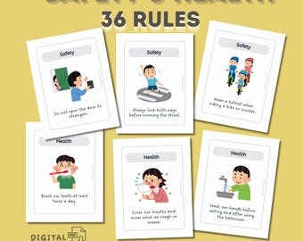 Safety and Health Best Practices Flashcards to Educate Kids Toddlers ...