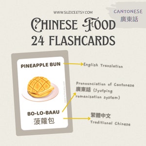 Chinese Food Flashcards to Educate Kids Toddlers to Write Read ...