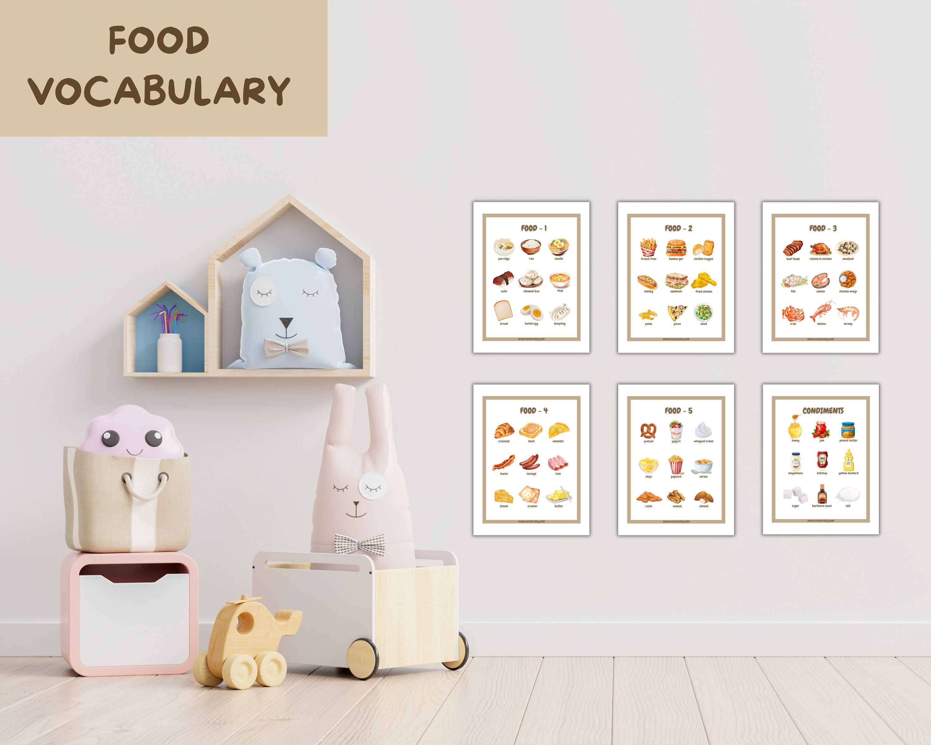 Food Vocabulary English Printable Preschool Educational Montessori ...