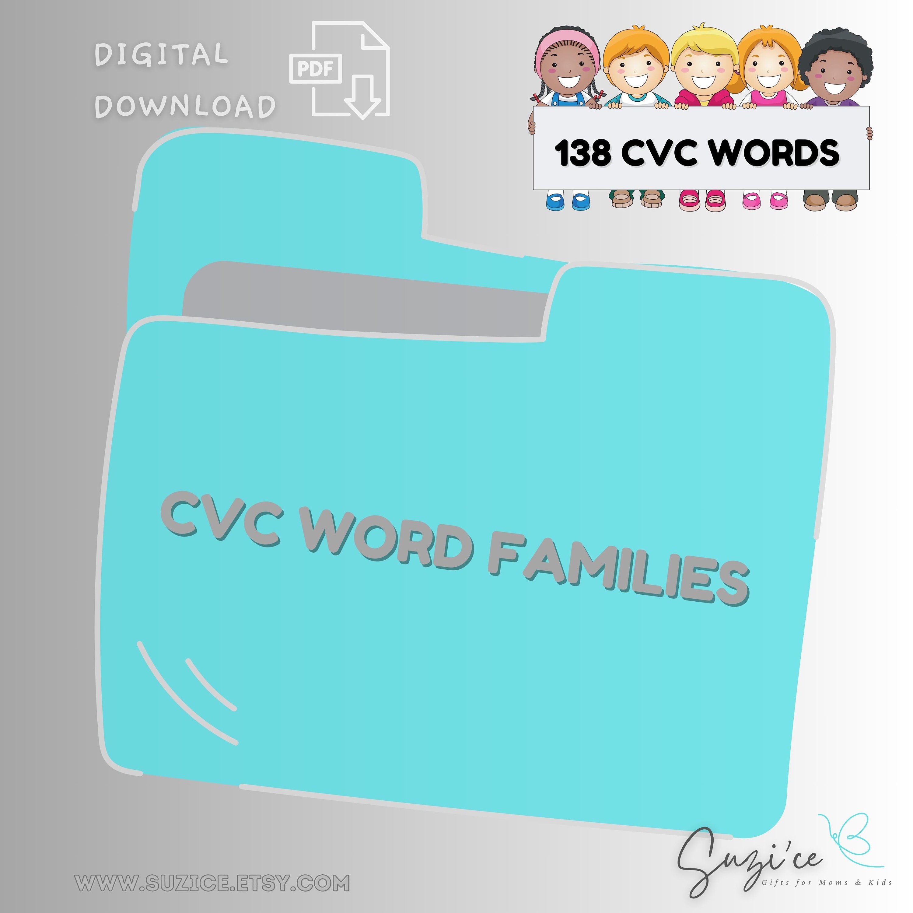 Printable CVC (consonant Vowel Consonant) Word Families Phonics Picture ...