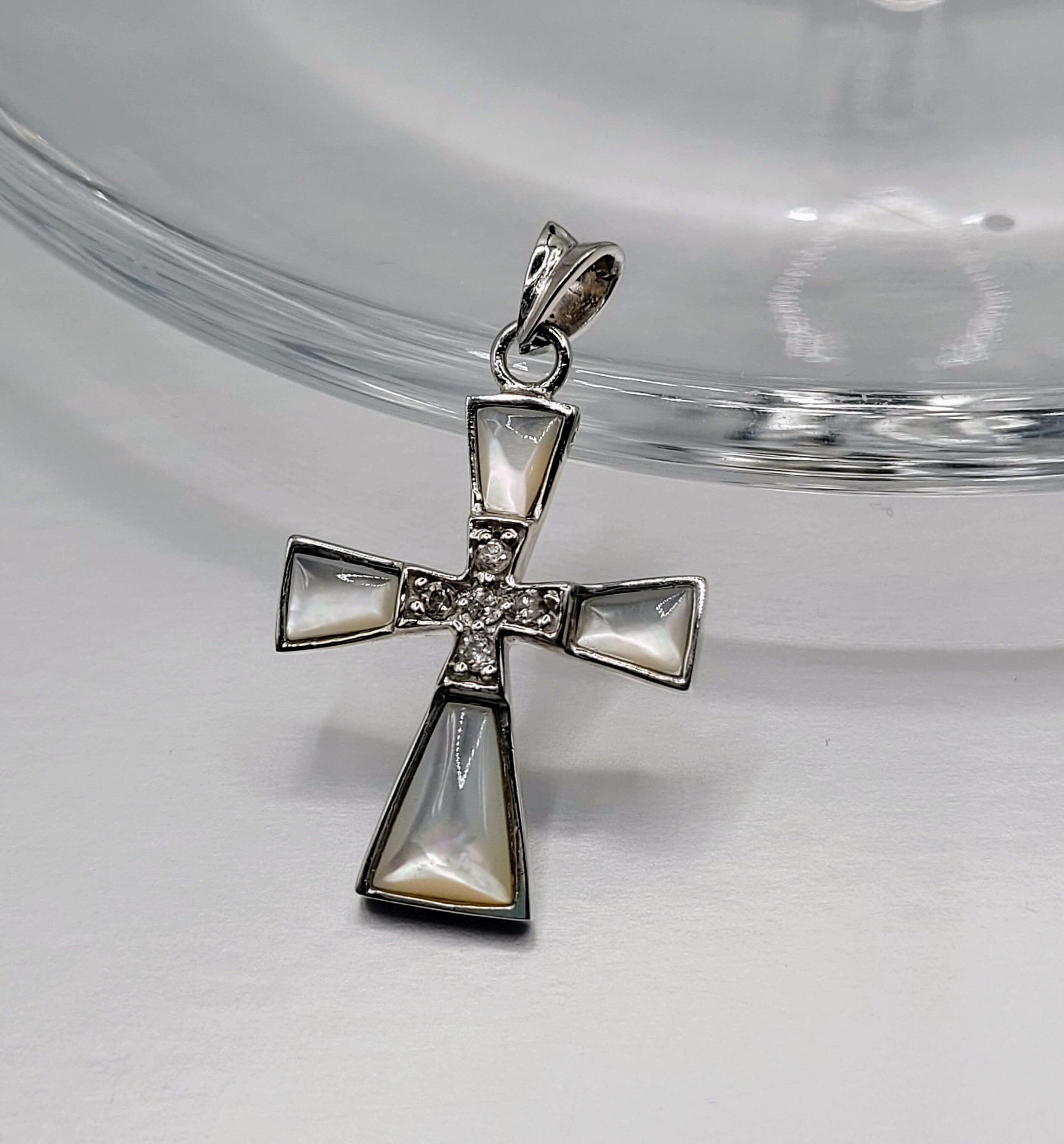 Cross Shape Necklace Charm Blue White Beige Onyx Zerconia Cross Shape Necklace Charm Blue White Beige Onyx Zerconia