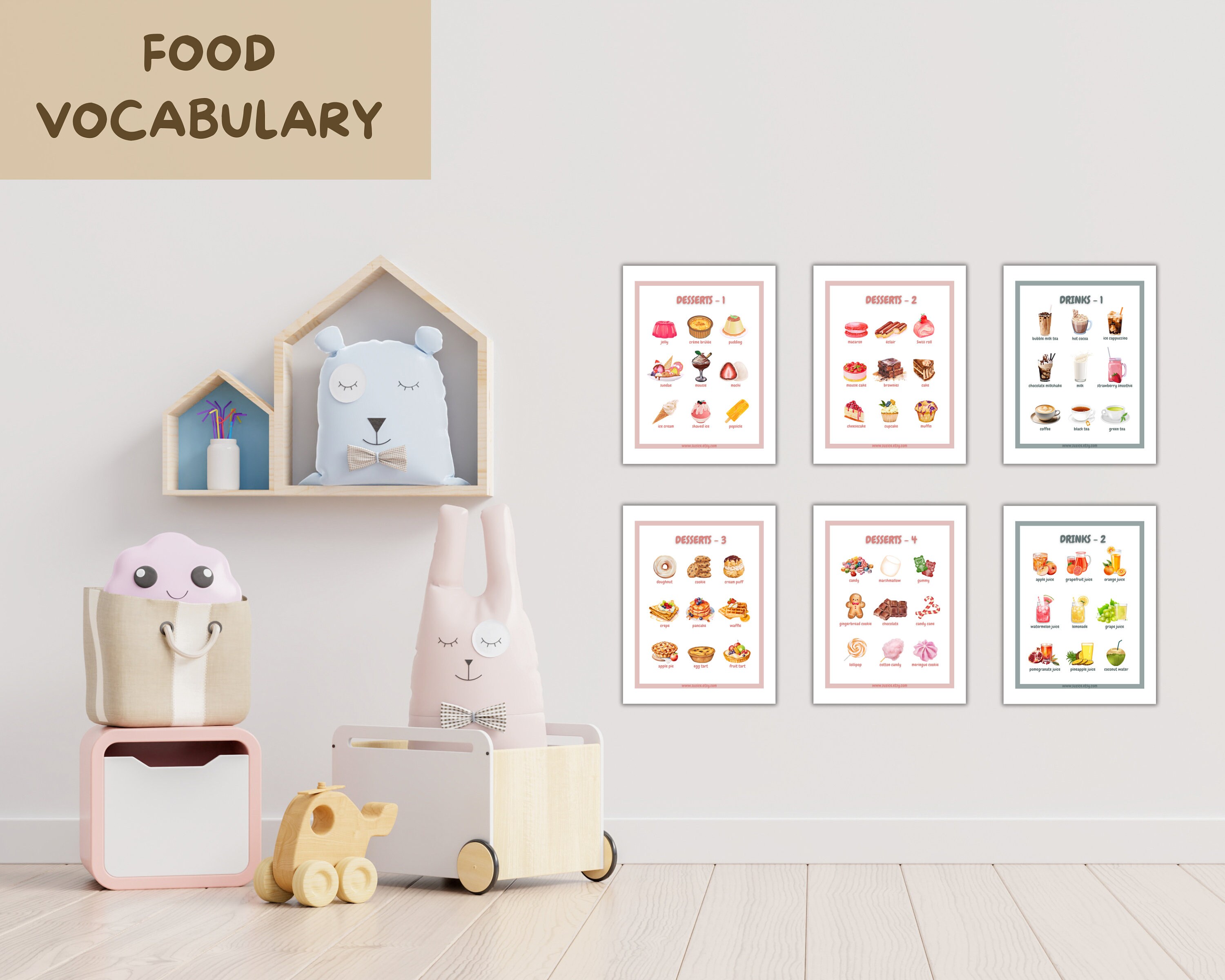 Food Vocabulary English Printable Preschool Educational Montessori ...