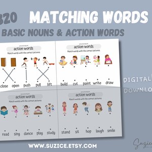 Match Picture With English Word Printable Kids Exercise Nouns ...