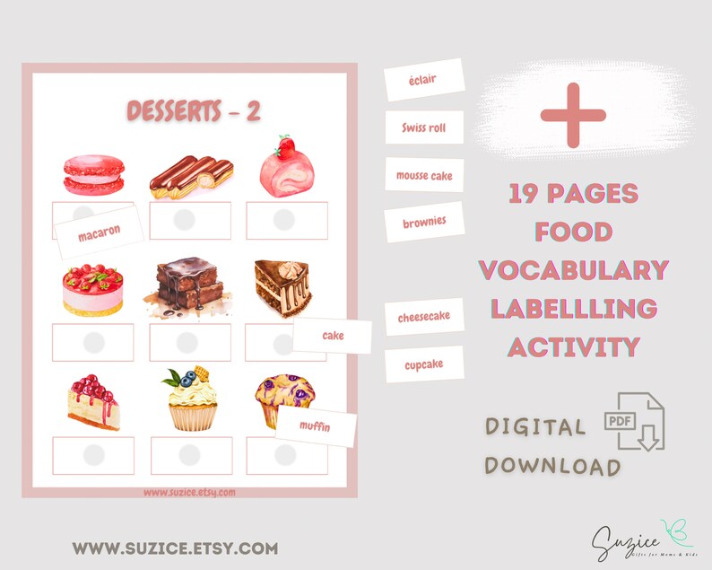 Food Vocabulary English Printable Preschool Educational Montessori ...
