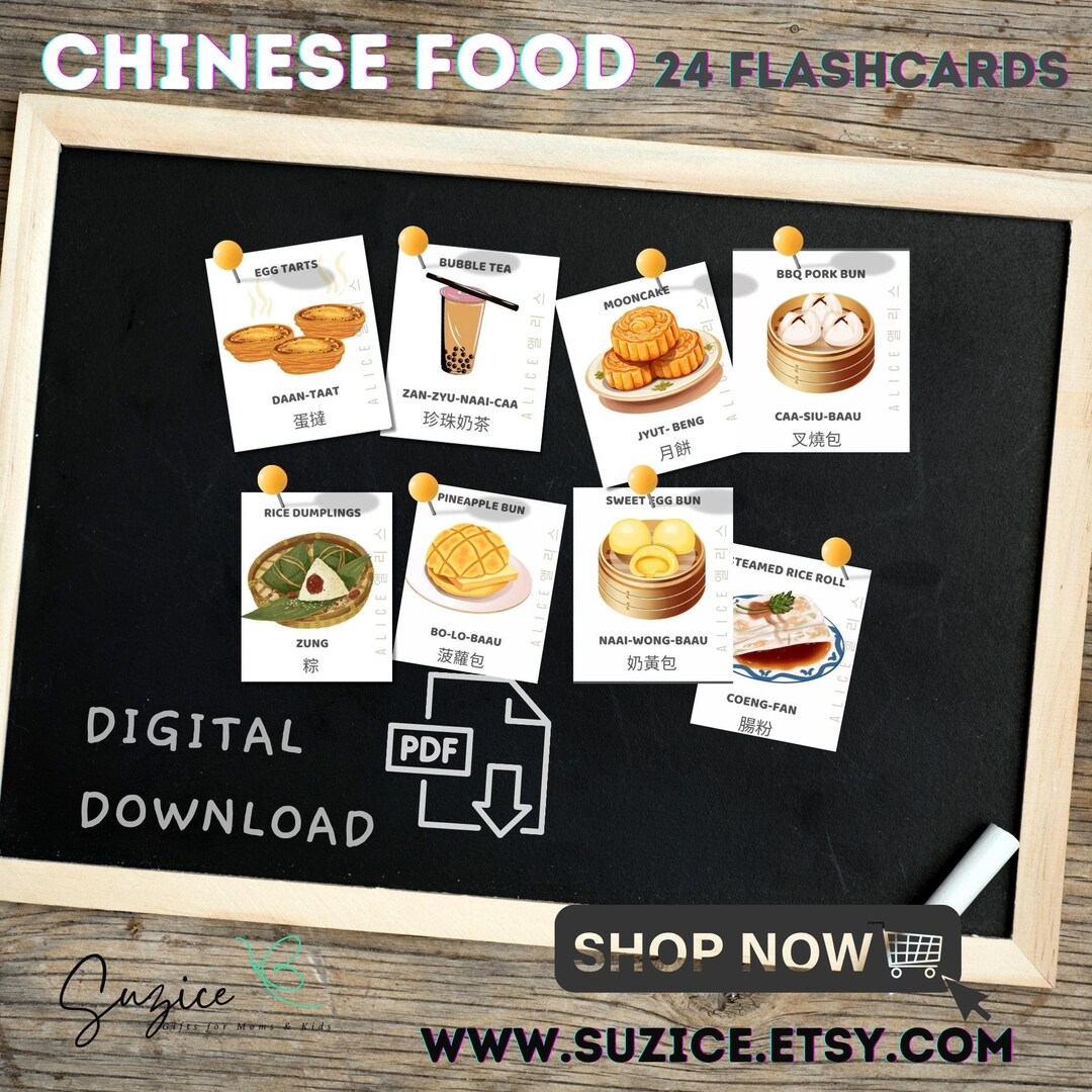 Chinese Food Flashcards to Educate Kids Toddlers to Write Read - Etsy