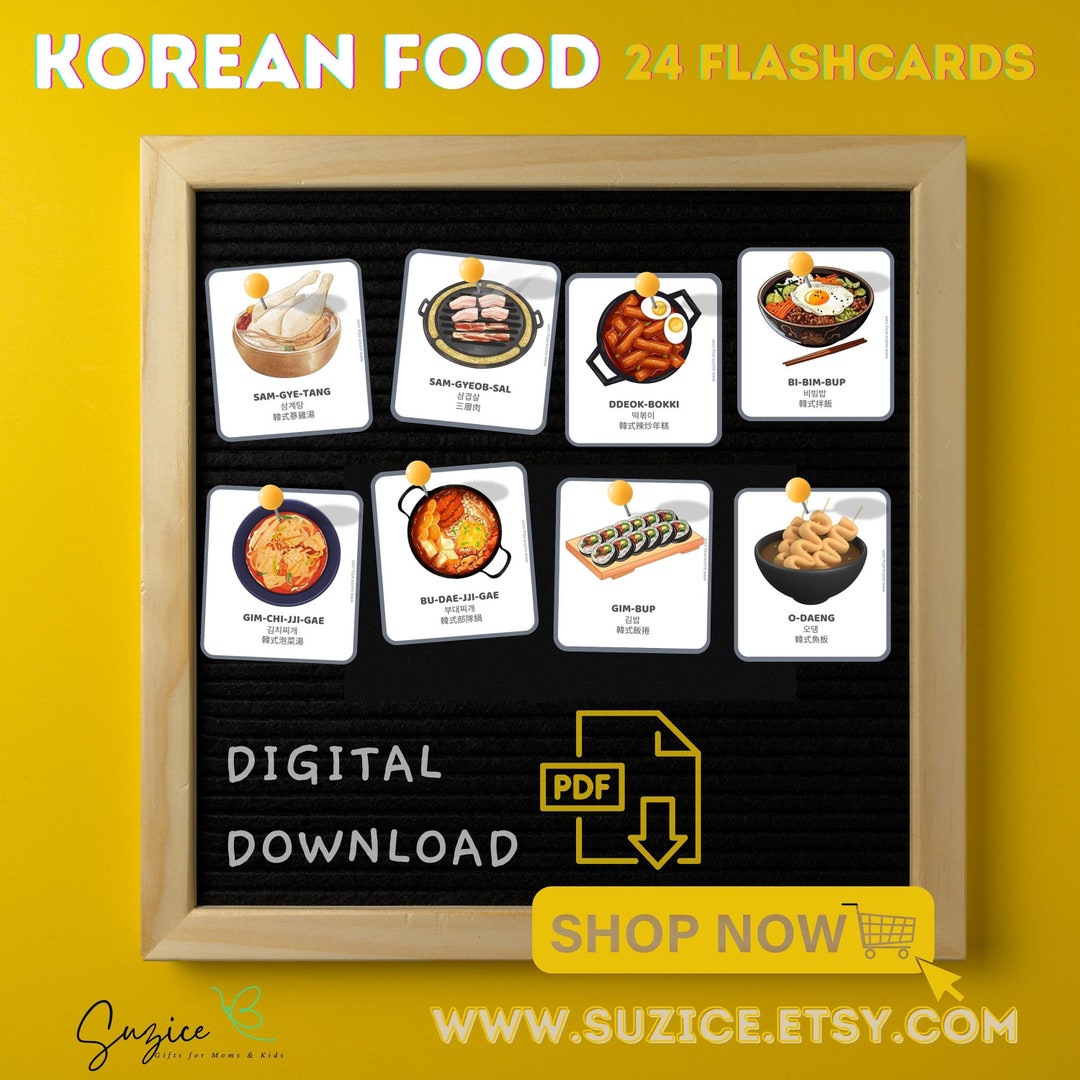 Korean Food Flashcards: Kids Learning Activity (digital Download) - Etsy UK