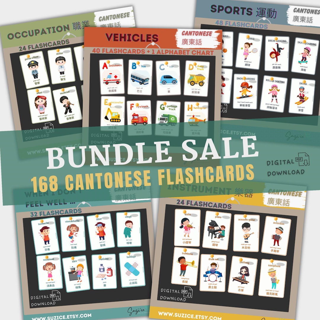 Cantonese Chinese Flashcards to Teach Kids Both the English and Chinese ...