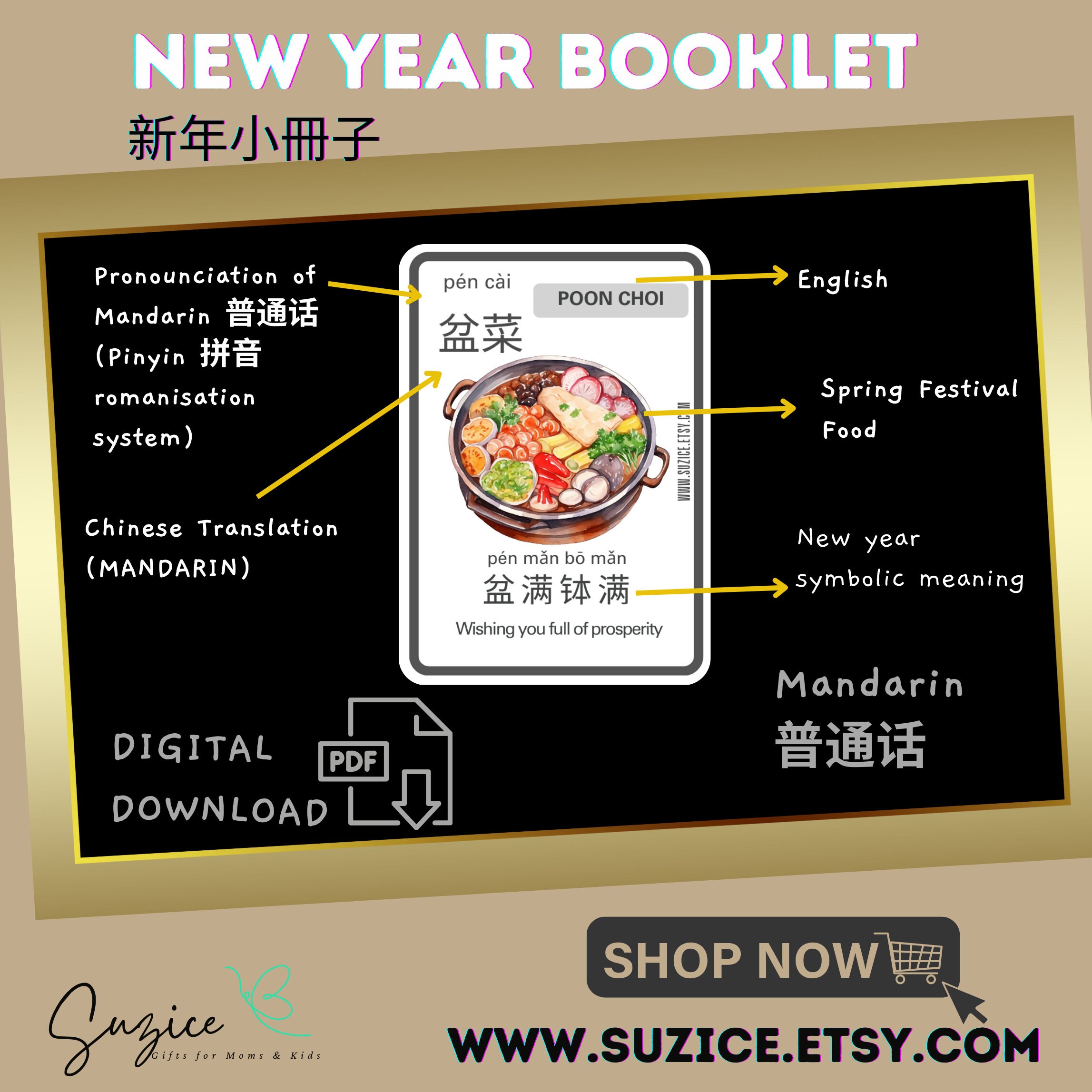 Mandarin Chinese New Year Booklet Learn English Chinese Culture Zodiac ...