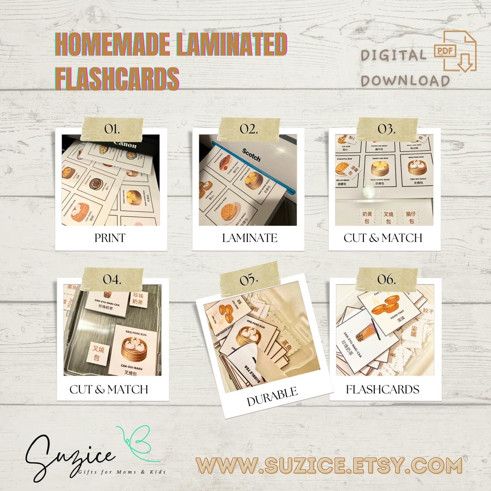 Chinese Food Flashcards to Educate Kids Toddlers to Write Read ...