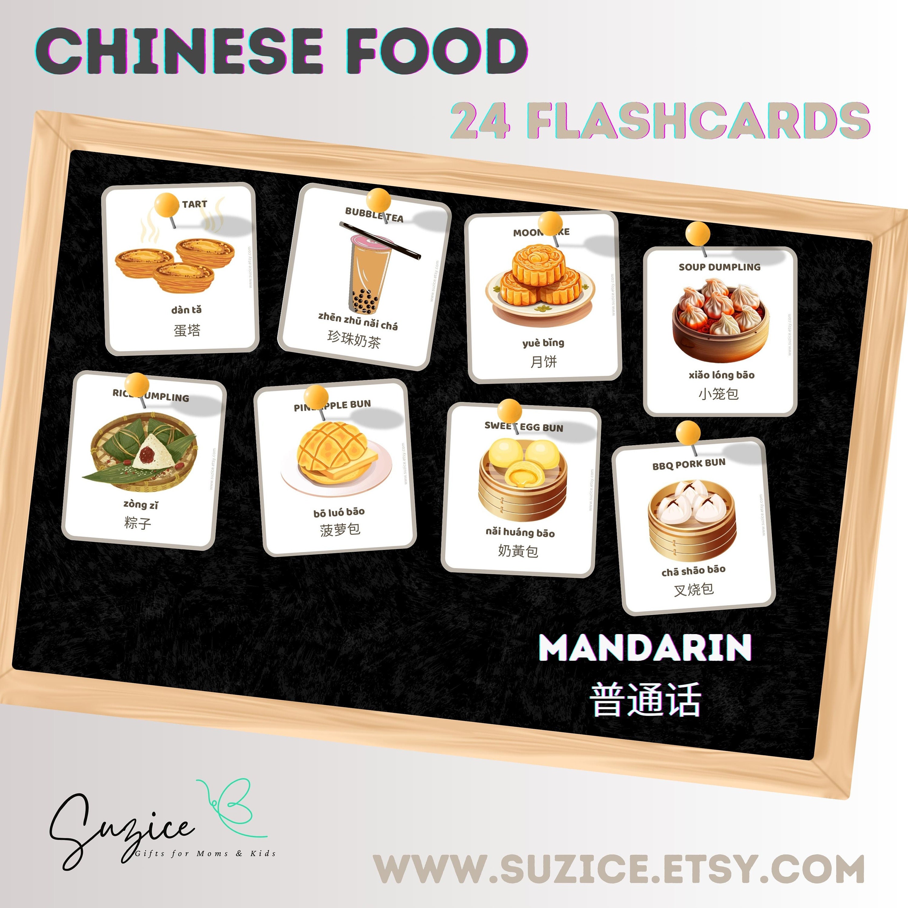 Chinese Food Flashcards to Educate Kids Toddlers to Write Read - Etsy