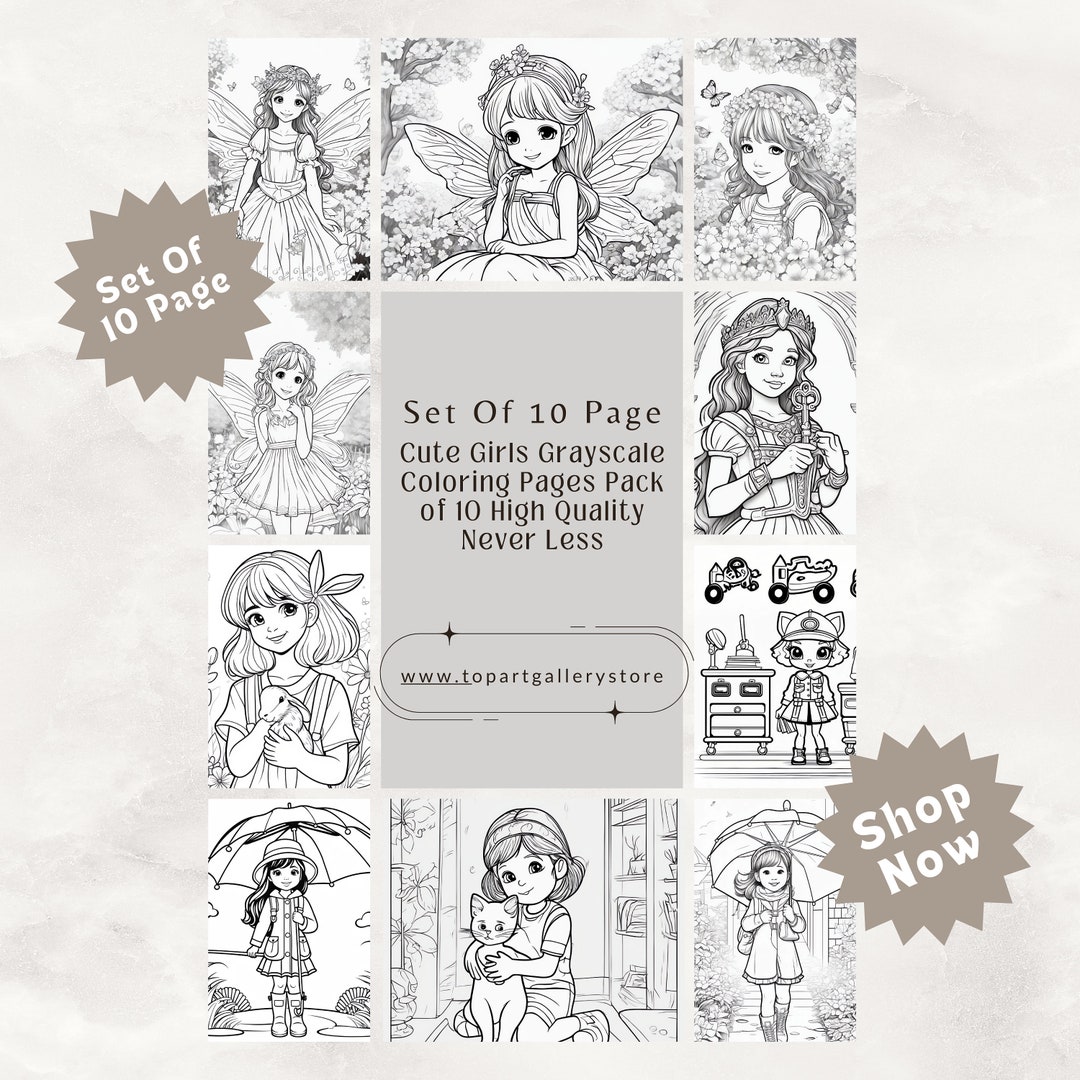 Set of 10 Beautiful Girls Coloring Pages Homeschool Printable Top Art ...