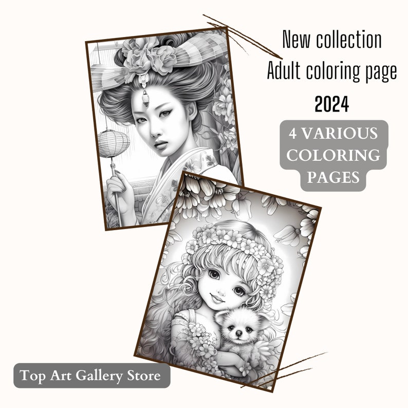 Set of 2 Beautiful Girls Adult Coloring Pages Printable Top Art Gallery ...