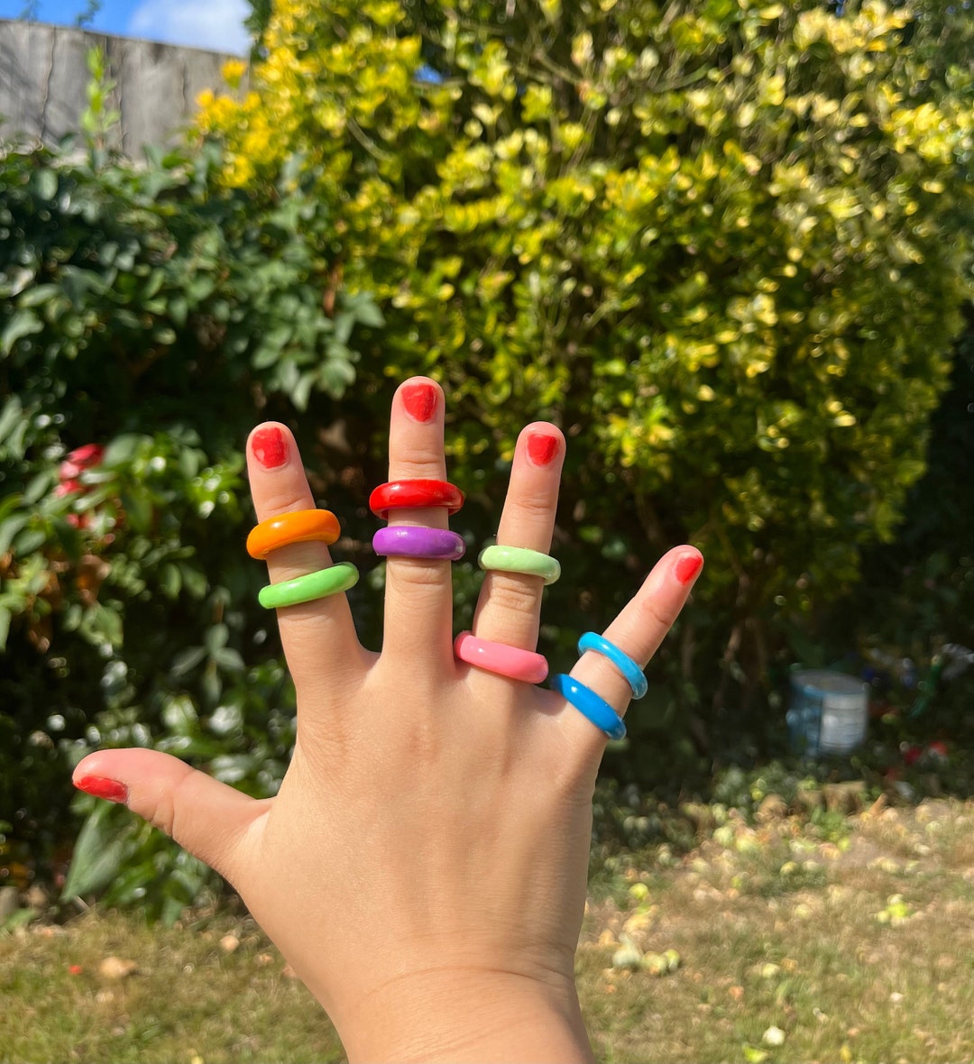 Handmade Polymer Clay Chunky Rings Colourful Statement - Etsy