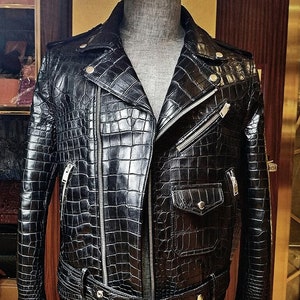Men's Alligator Embossed/ Crocodile Leather Jacket, Crocodile Jacket, Handmade Alligator ...