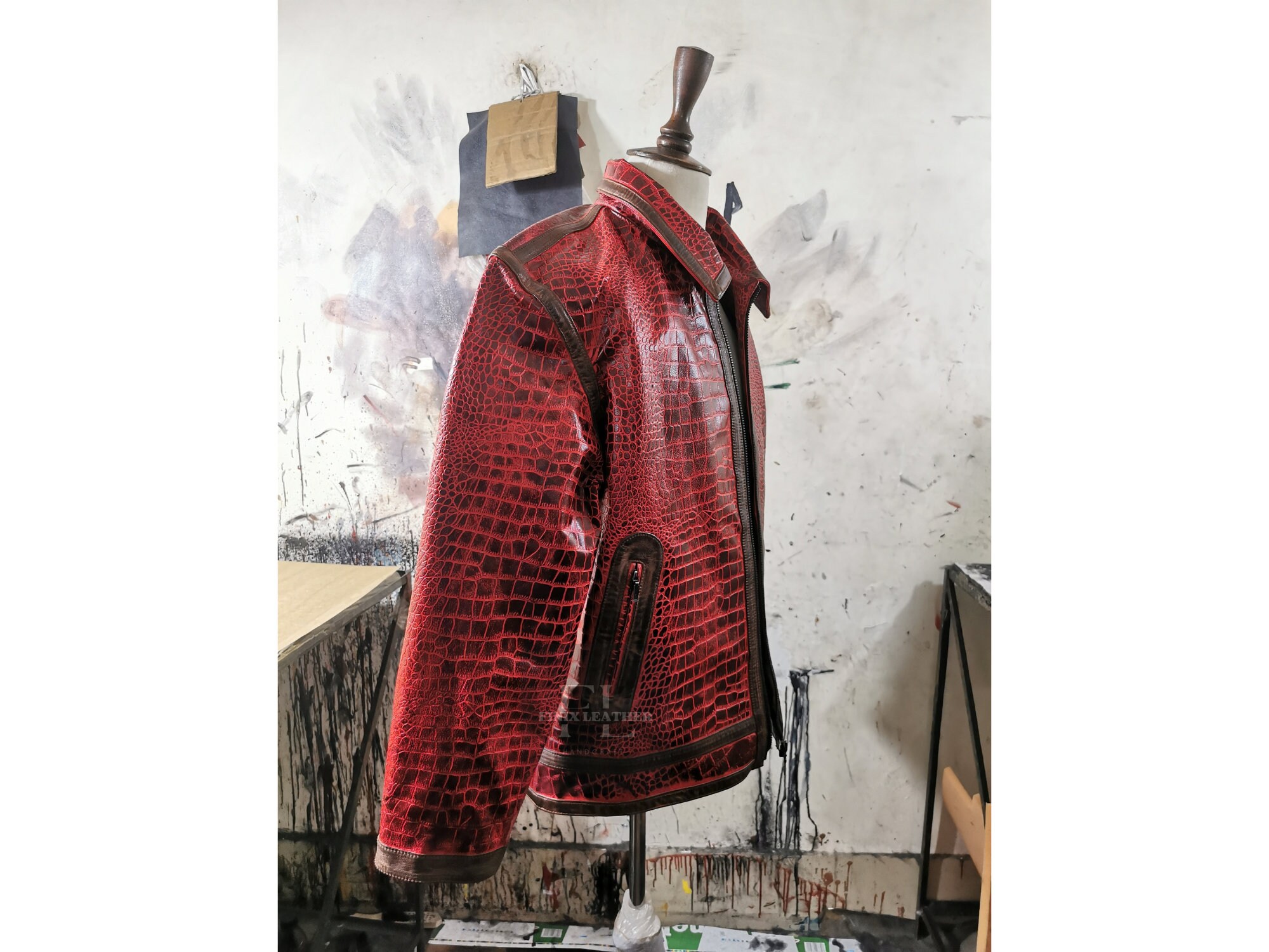Men's Crocodile Embossed / Alligator Leather Jacket, Crocodile Jacket ...