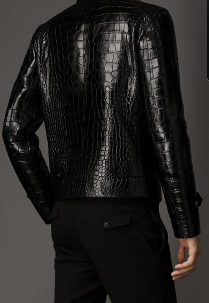 Men's Crocodile Embossed Jacket/ Alligator Jacket, Genuine Sheepskin Leather, Crocodile Jacket ...