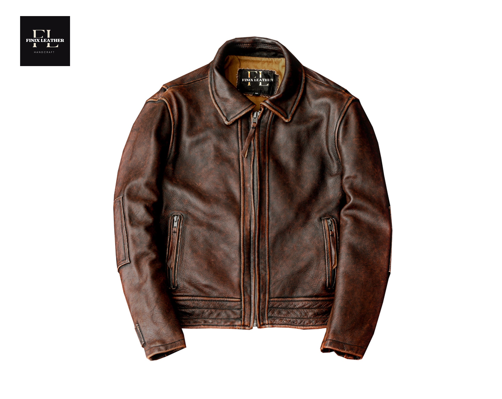 Waxed Motorcycle Made to Order Custom Leather Jacket, Brown Handmade ...