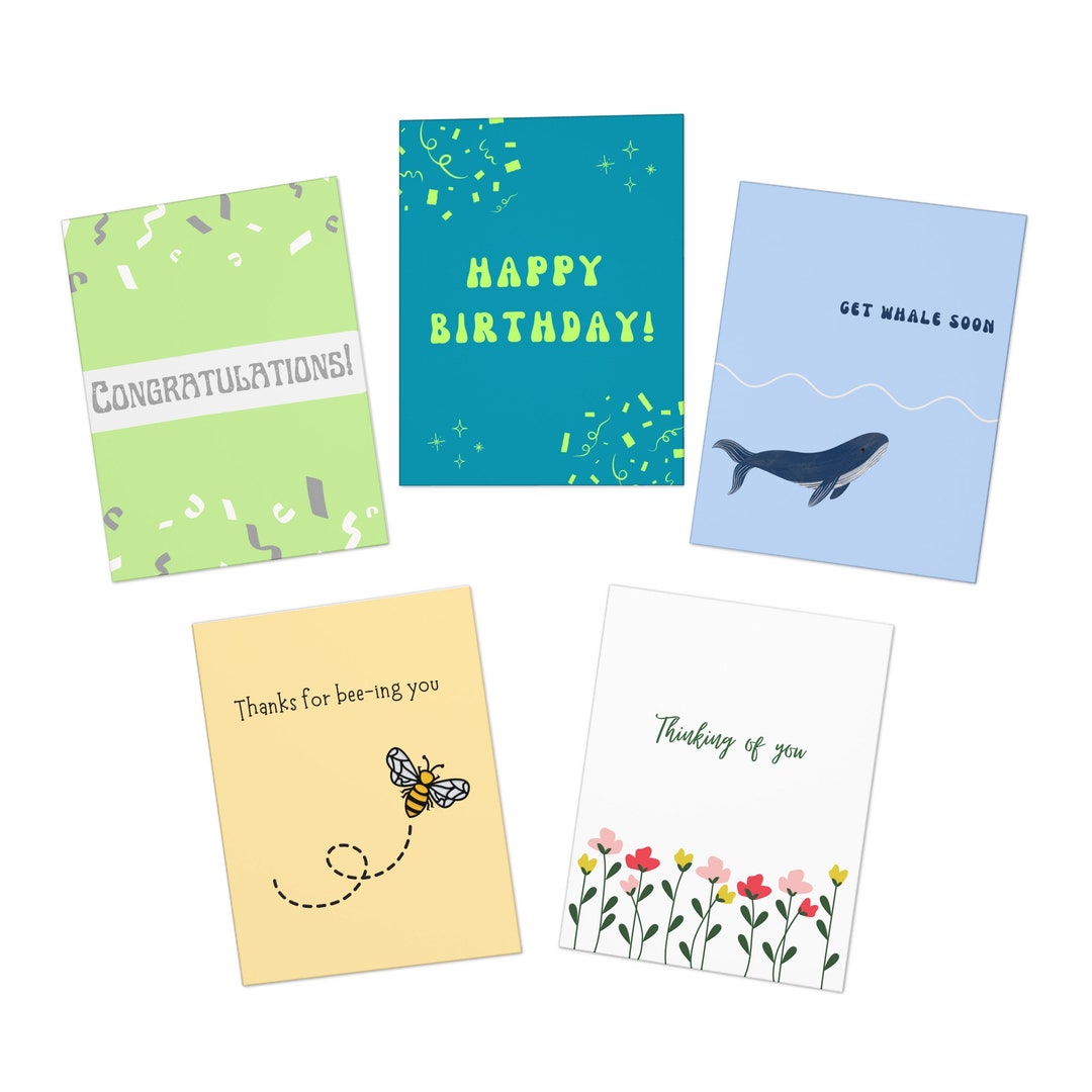 Multi-purpose Greeting Cards 5-pack - Etsy