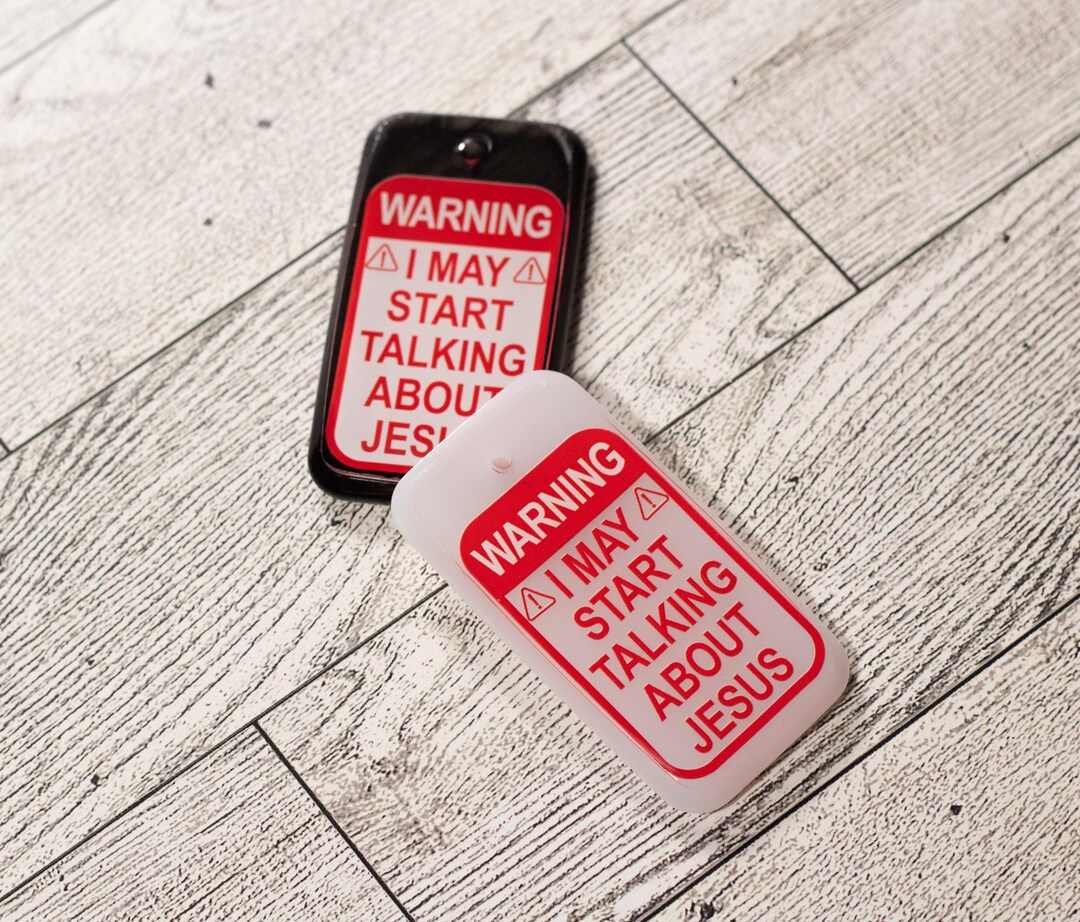 Warning! Talking About Jesus Keychain - Etsy