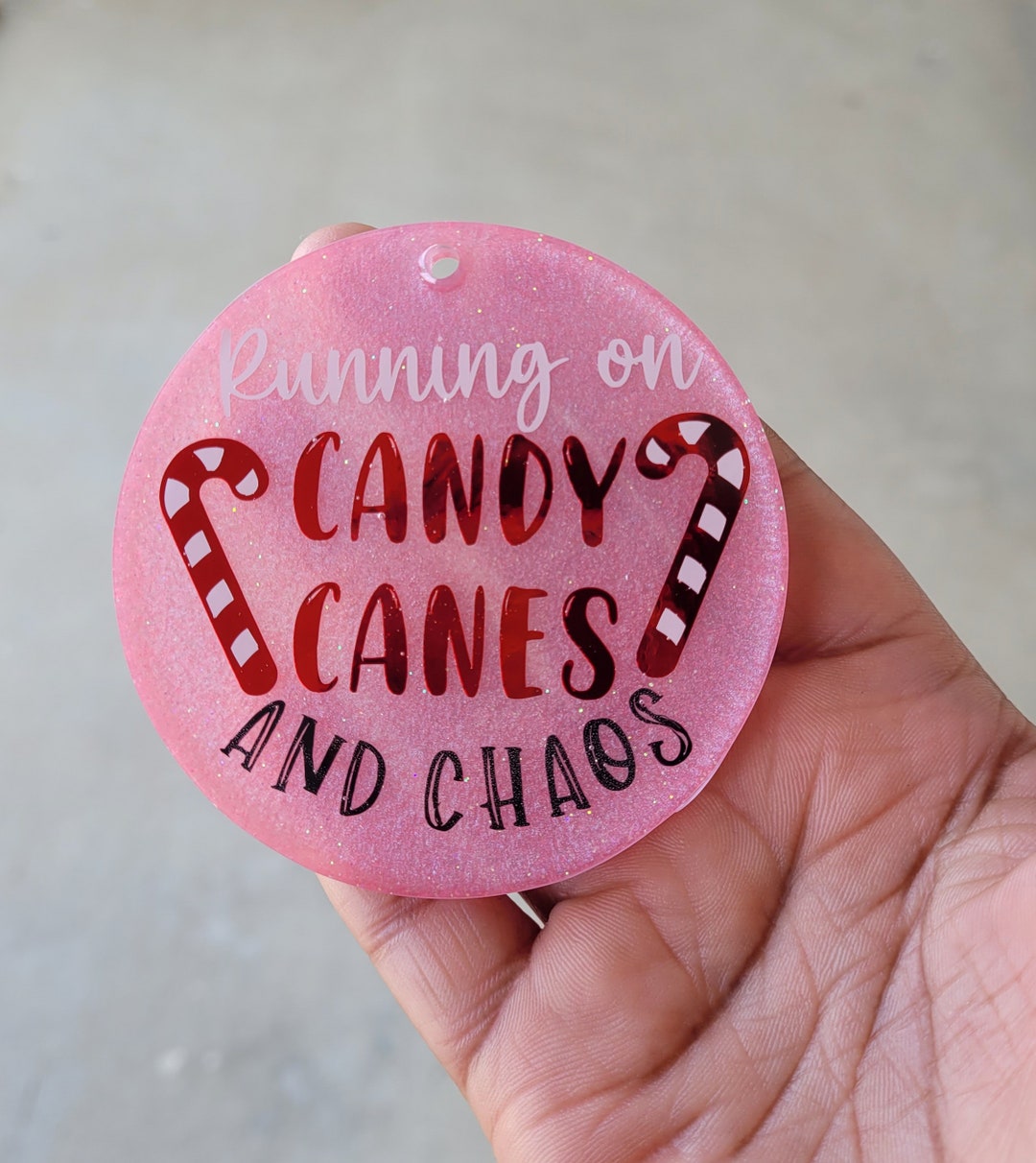 Running on Candy Canes and Chaos Resin Keychain - Etsy