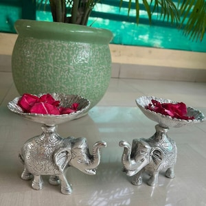 German Silver Elephant Platter, Set of 2 Pieces for Centre Table ...