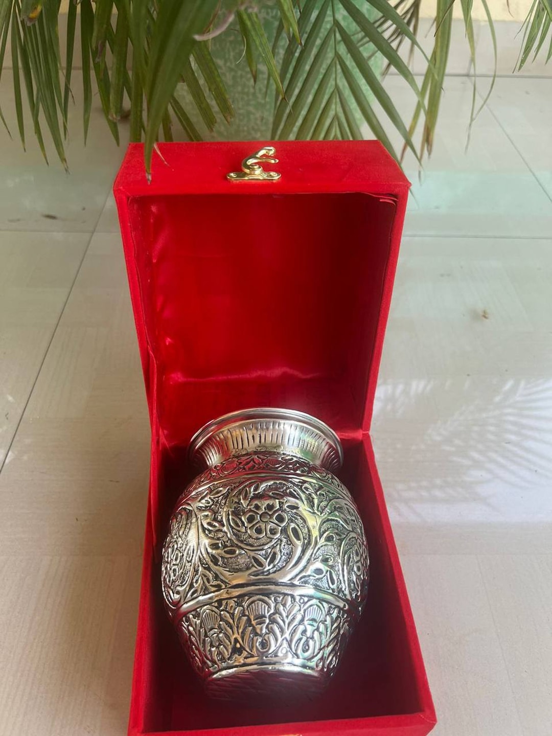 Hand Engraved German Silver Kalash: Hindu Pooja Pot With Gift Box - Etsy