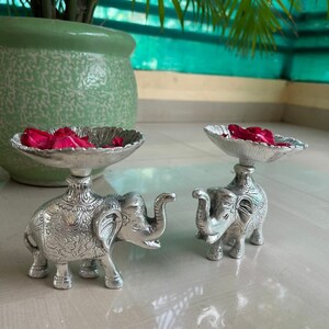 German Silver Elephant Platter, Set of 2 Pieces for Centre Table ...