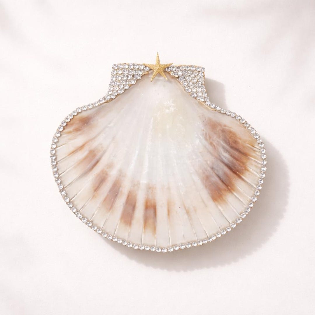 Crystal Crest Scallop Shell Trinket Dish – Gold Rim - Etsy