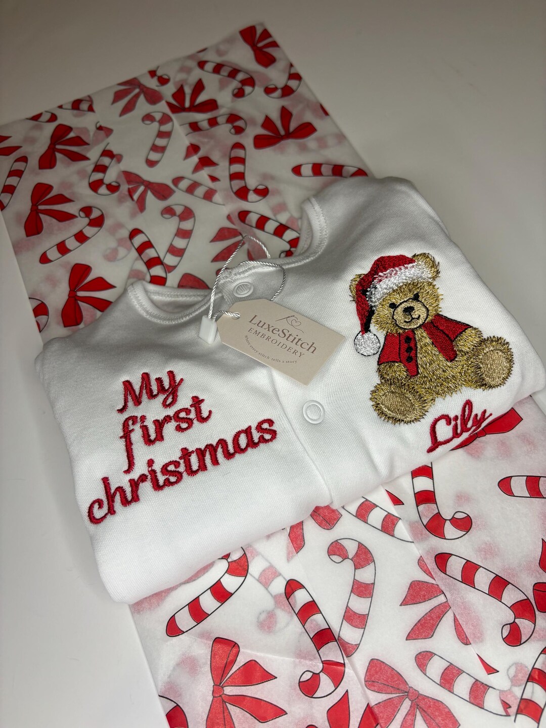 Christmas Teddy Sleepsuit - Etsy