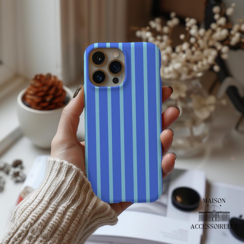 Stripe Blue Phone Case | iPhone 16 Pro Max, iPhone 15 Case, iPhone 14 ...