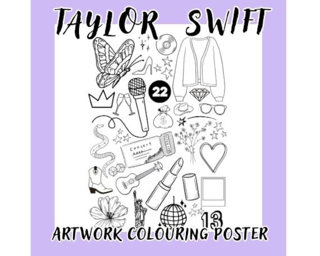 Taylor Swift Ultimate Coloring Sheet Digital Download PDF for Fans A4 ...