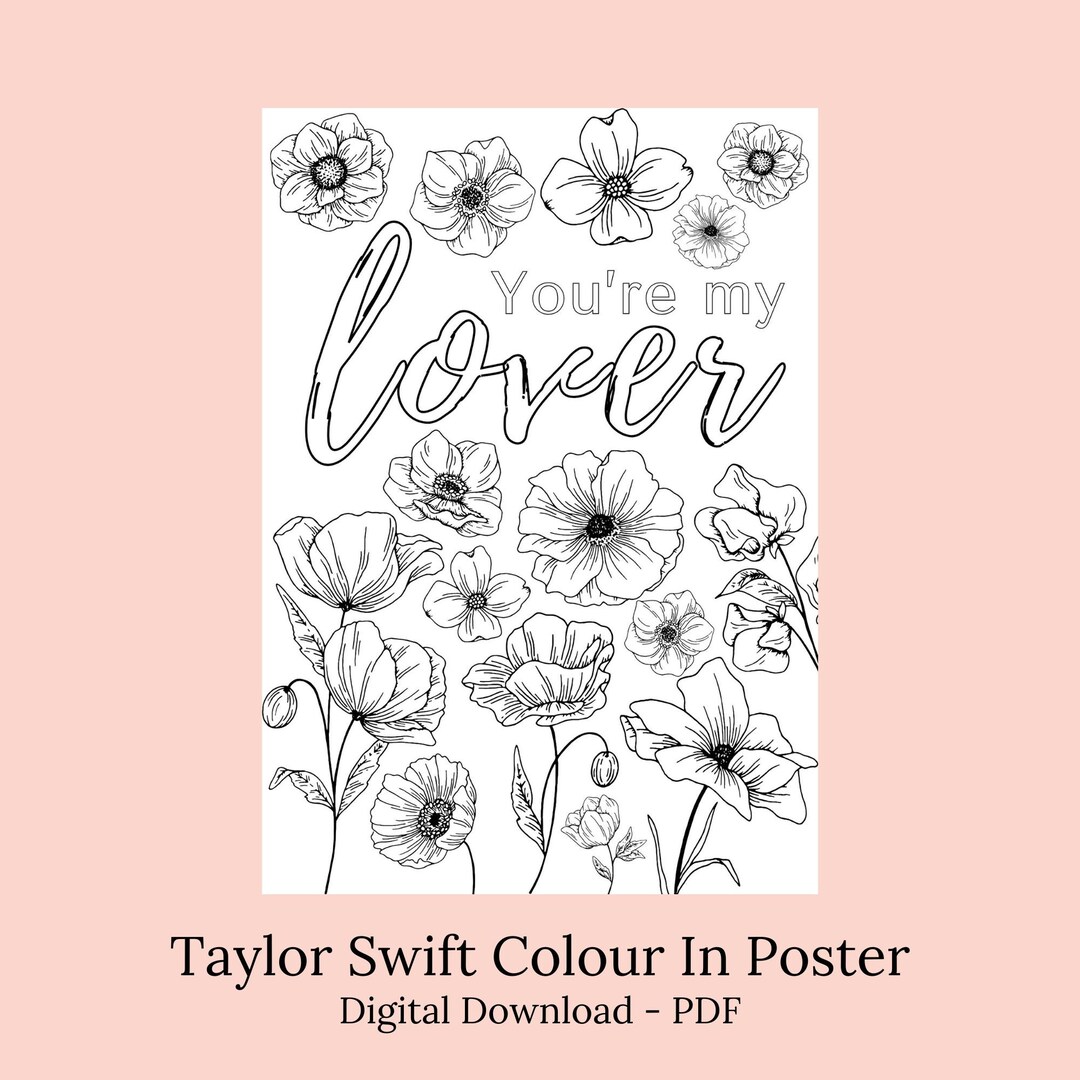 Taylor Swift Lover Poster Colour In - Etsy