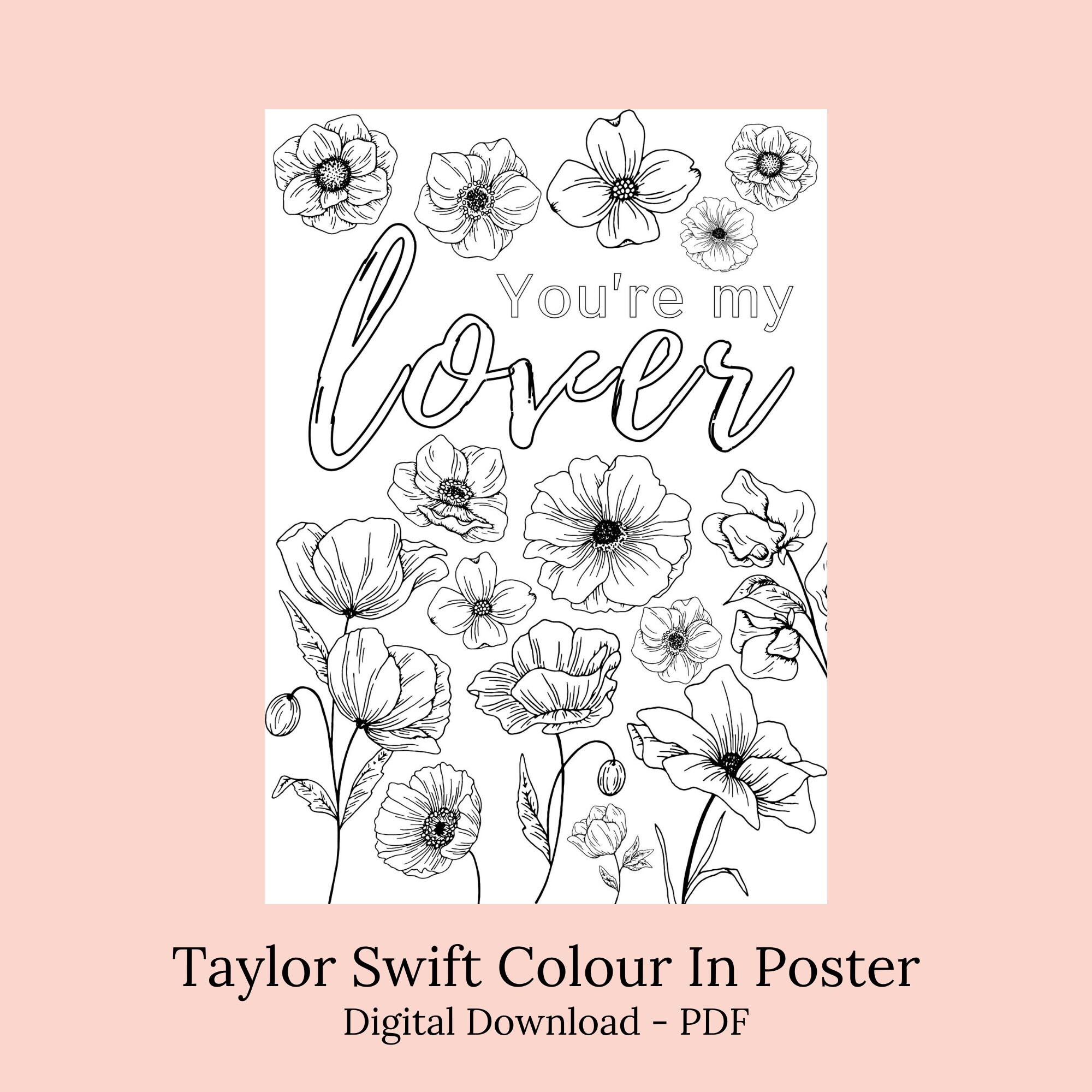 Taylor Swift Lover Poster Colour In - Etsy