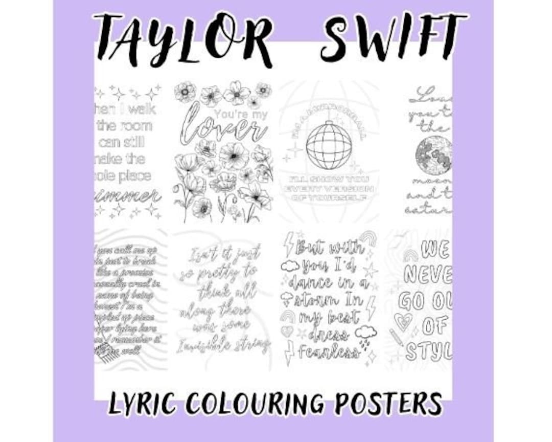 TAYLOR SWIFT Lyric Colouring POSTERS - Etsy