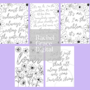 Taylor Swift Coloring Pages Digital Download PDF Swiftie Art Taylor ...