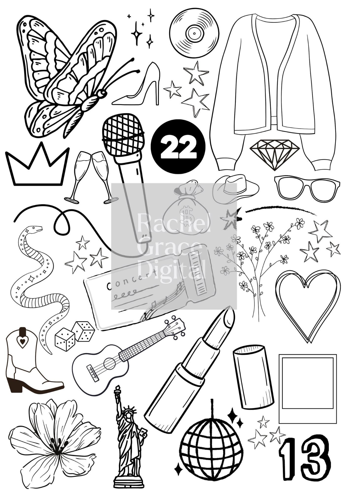 Taylor Swift Ultimate Coloring Sheet Digital Download PDF for Fans A4 ...
