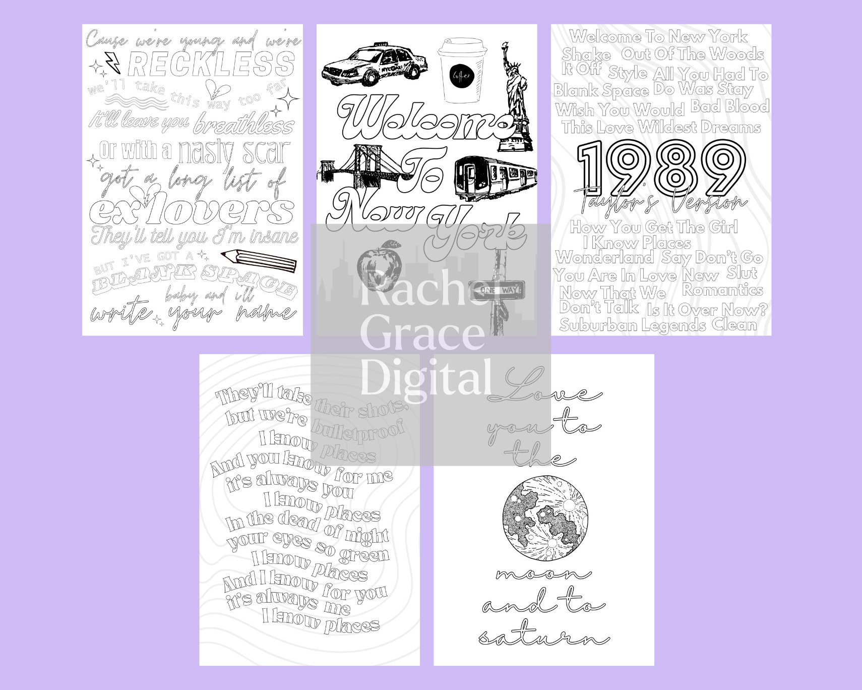 Taylor Swift Coloring Pages Digital Download PDF Swiftie Art Taylor ...