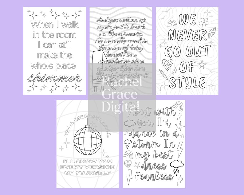 Taylor Swift Coloring Pages Digital Download PDF Swiftie Art Taylor ...