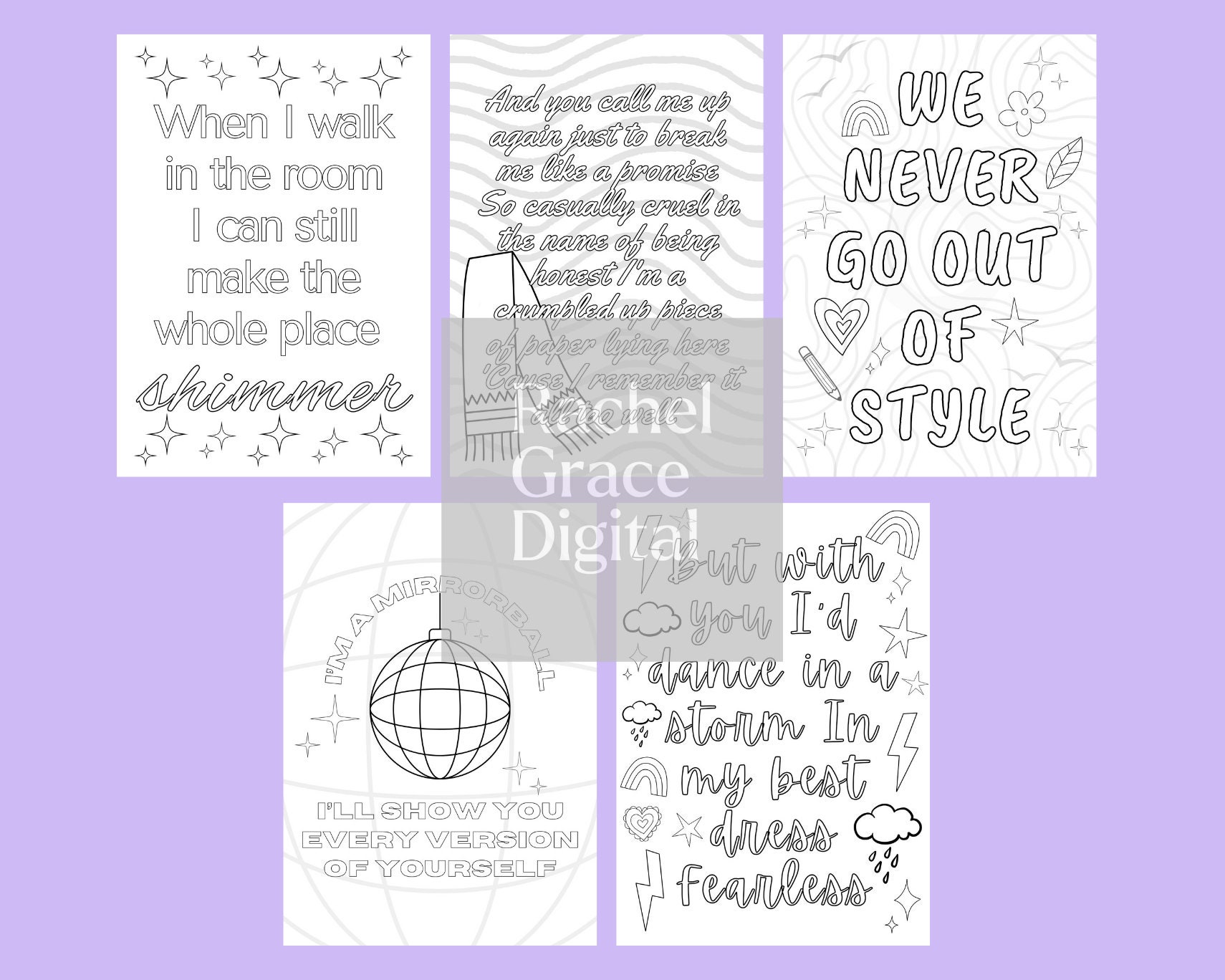 Taylor Swift Coloring Pages Digital Download PDF Swiftie Art Taylor ...