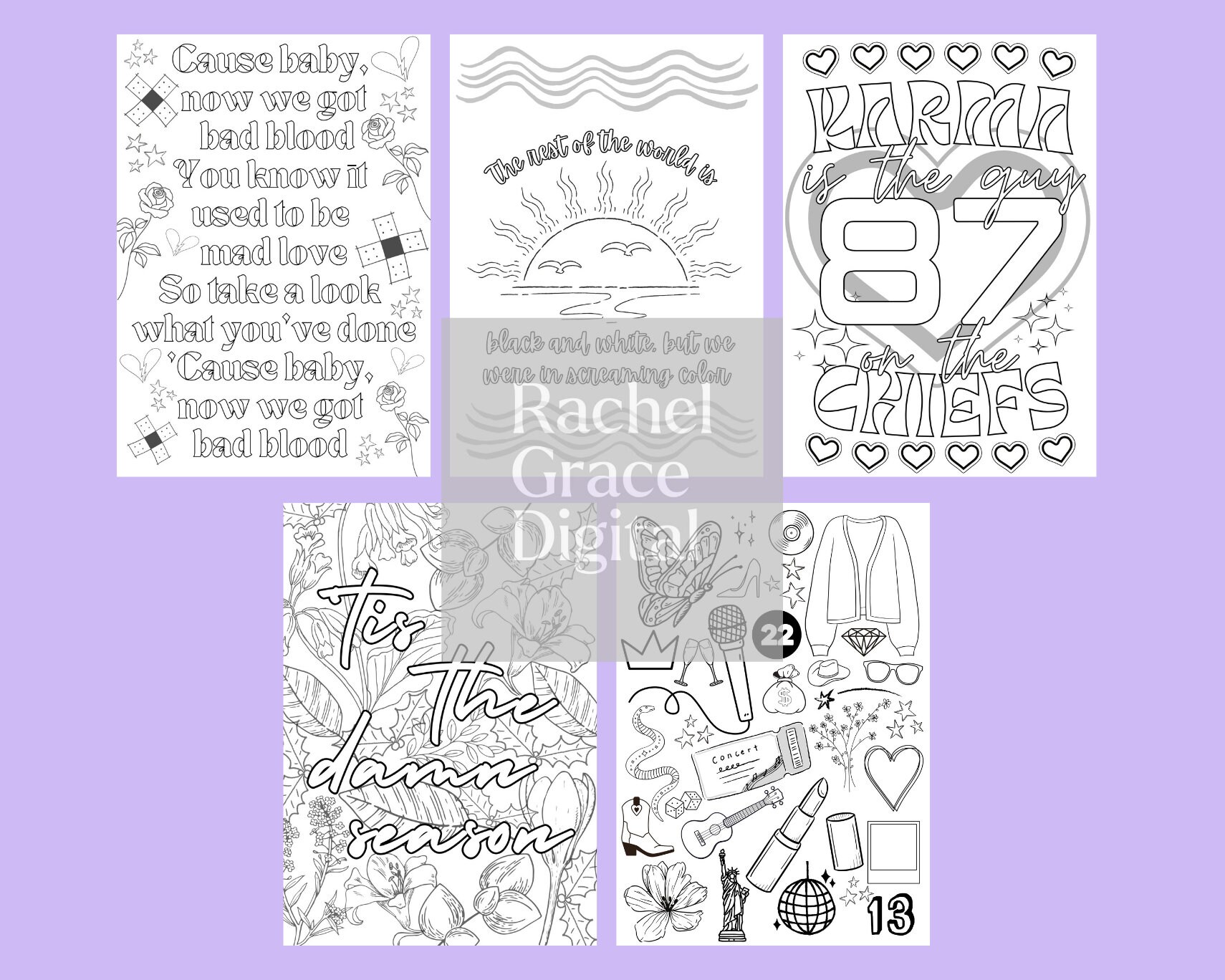 Taylor Swift Coloring Pages Digital Download PDF Swiftie Art Taylor ...