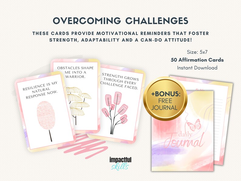 Empowerment Affirmation Cards for Adults, Overcome Challenges, 50-card ...