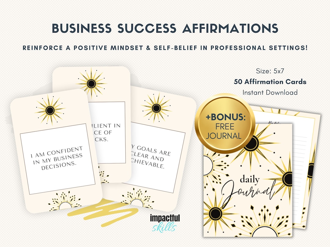 Business Success Affirmation Cards - 50-card Pack, Printable 5x7 ...