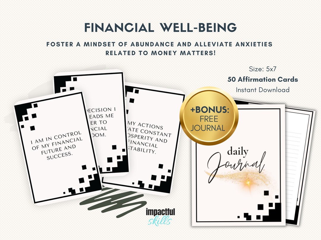 Financial Well-being Affirmation Cards - 50-card Pack, Printable 5x7 ...