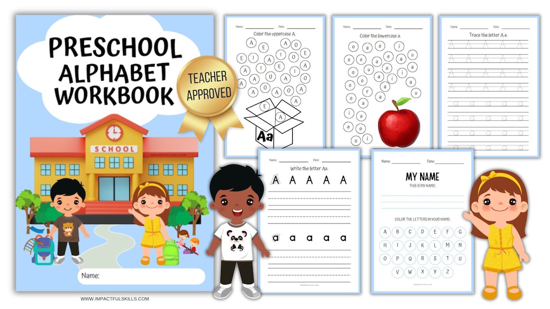 Preschool Alphabet Workbook Preschool Alphabet Worksheets - Etsy