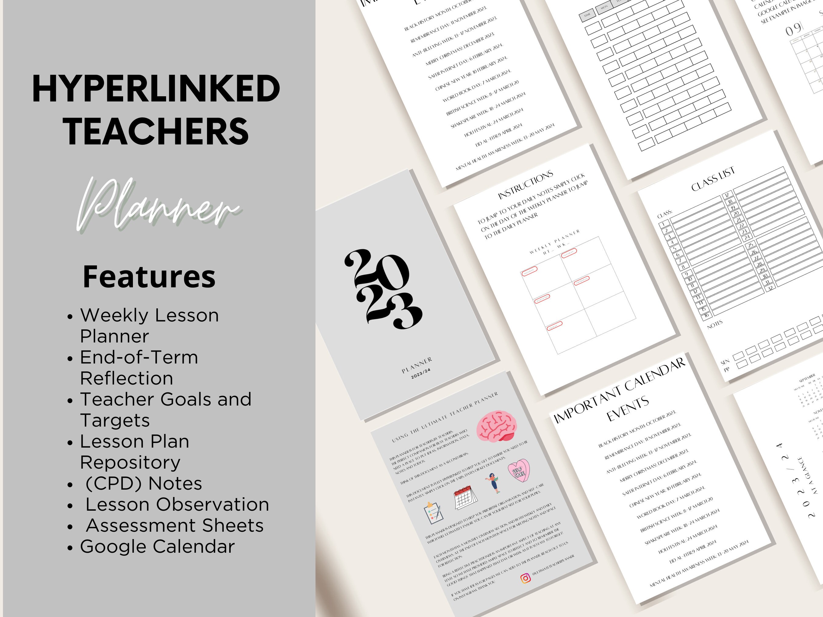 Digital Planners for Teachers | Teacher Calendar Digital 2023/24 ...