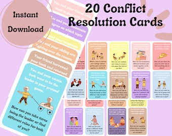 Conflict Resolution Flashcards for Kids Social Skills Development ...