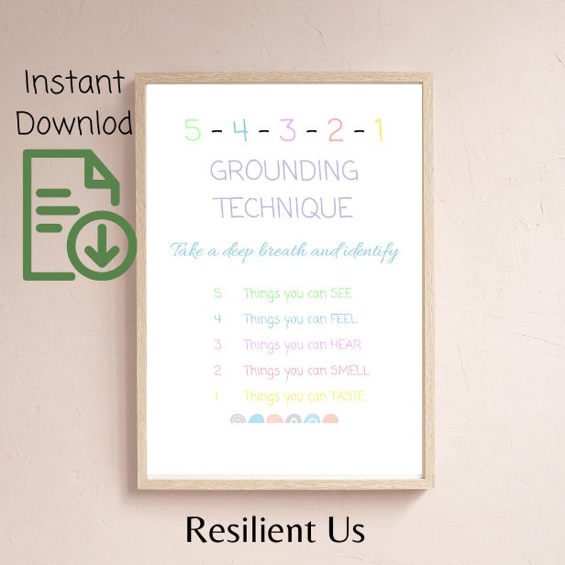 5 4 3 2 1 Grounding Technique, Digital Poster, Grounding Exercise Print ...