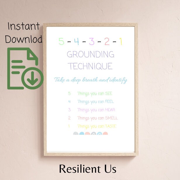 5 4 3 2 1 Grounding Technique, Digital Poster, Grounding Exercise Print ...